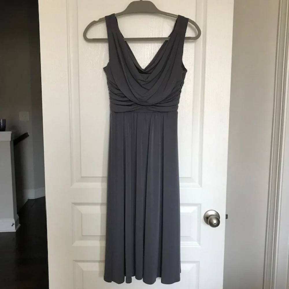 Dresses | Stunning Grey Cocktail Dress With Draped Back | Poshmark